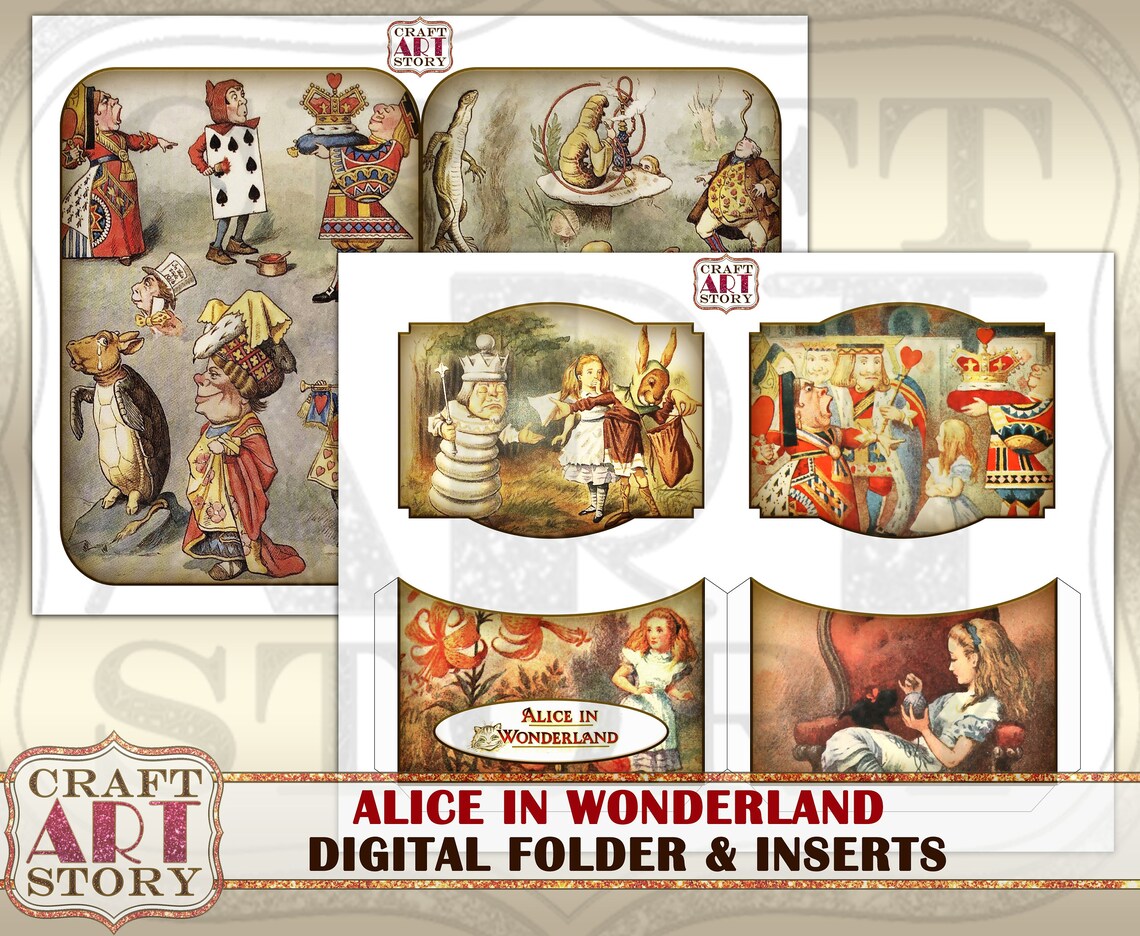 Alice in Wonderland Packs,digital Folder & Inserts,ephemera Storage ...