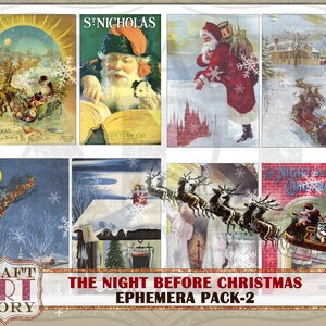 Vintage Christmas Ephemera Pack-2,the Night Before Christmas Digital ...