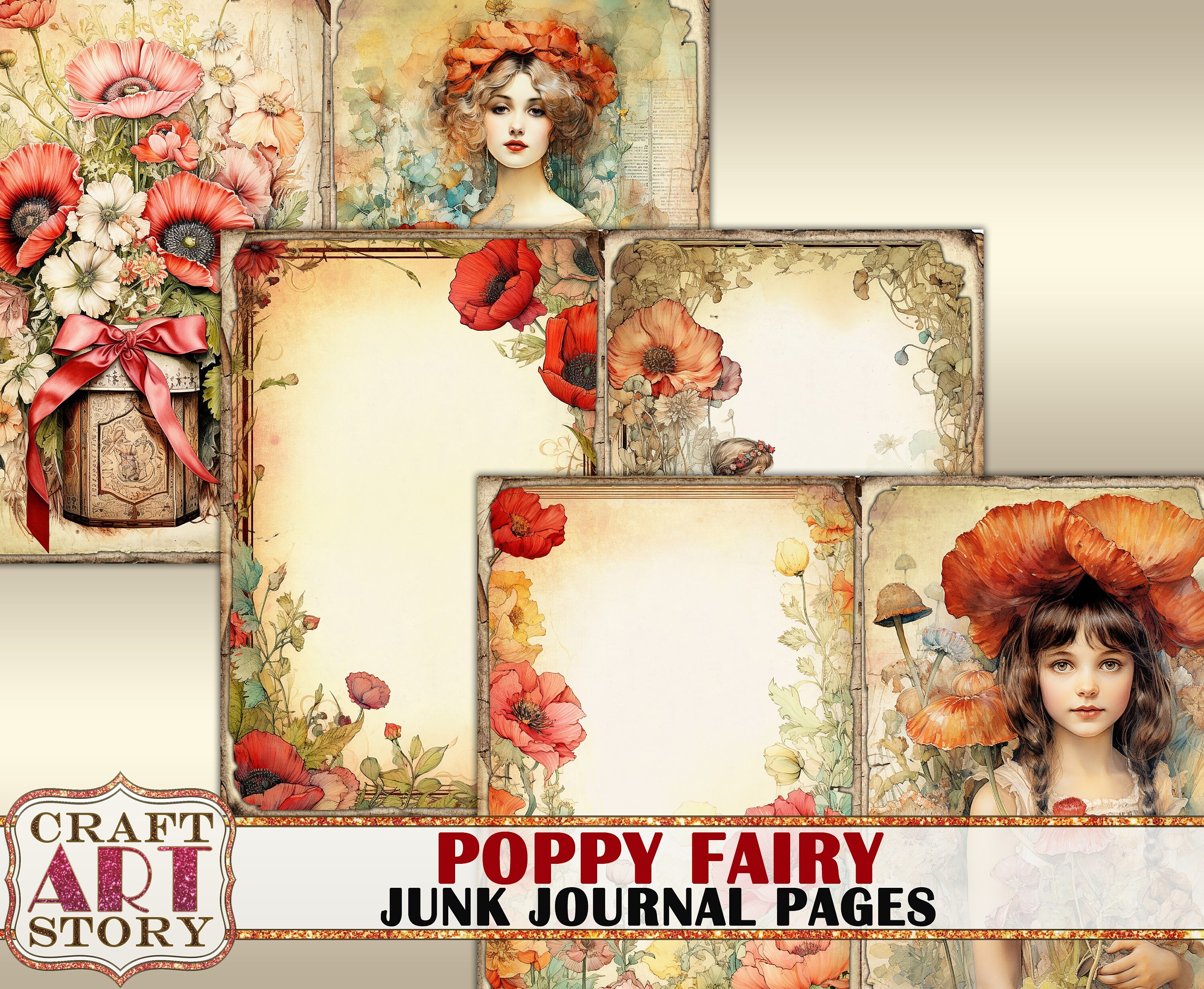 Poppy Fairy Fantasy Junk Journal Pagesfairies Printables - Etsy