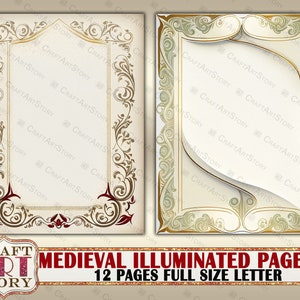 Vintage Medieval Illuminated Manuscript Frame Journal Pages-4 ...