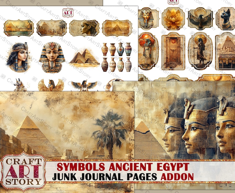 Symbols Ancient Egypt Junk Journal Pages Addon,scrapbook Printables ...