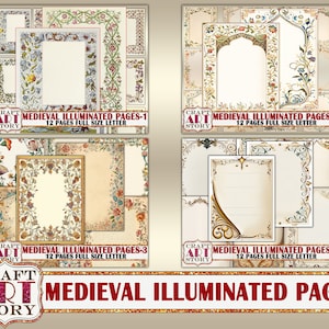 Vintage Medieval Illuminated Manuscript Frame Journal Pages-4 ...