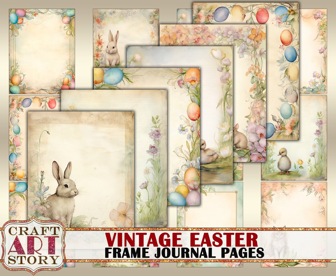 Vintage Easter Frame Journal Pages,spring Paper Journal Kit - Etsy