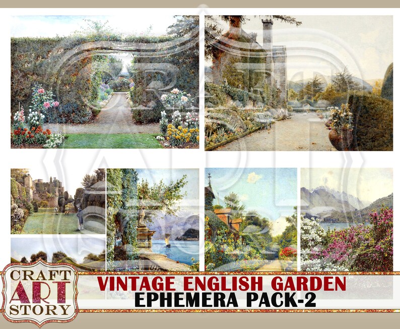 Vintage English Gardens Ephemera Pack-2landscape Printable - Etsy