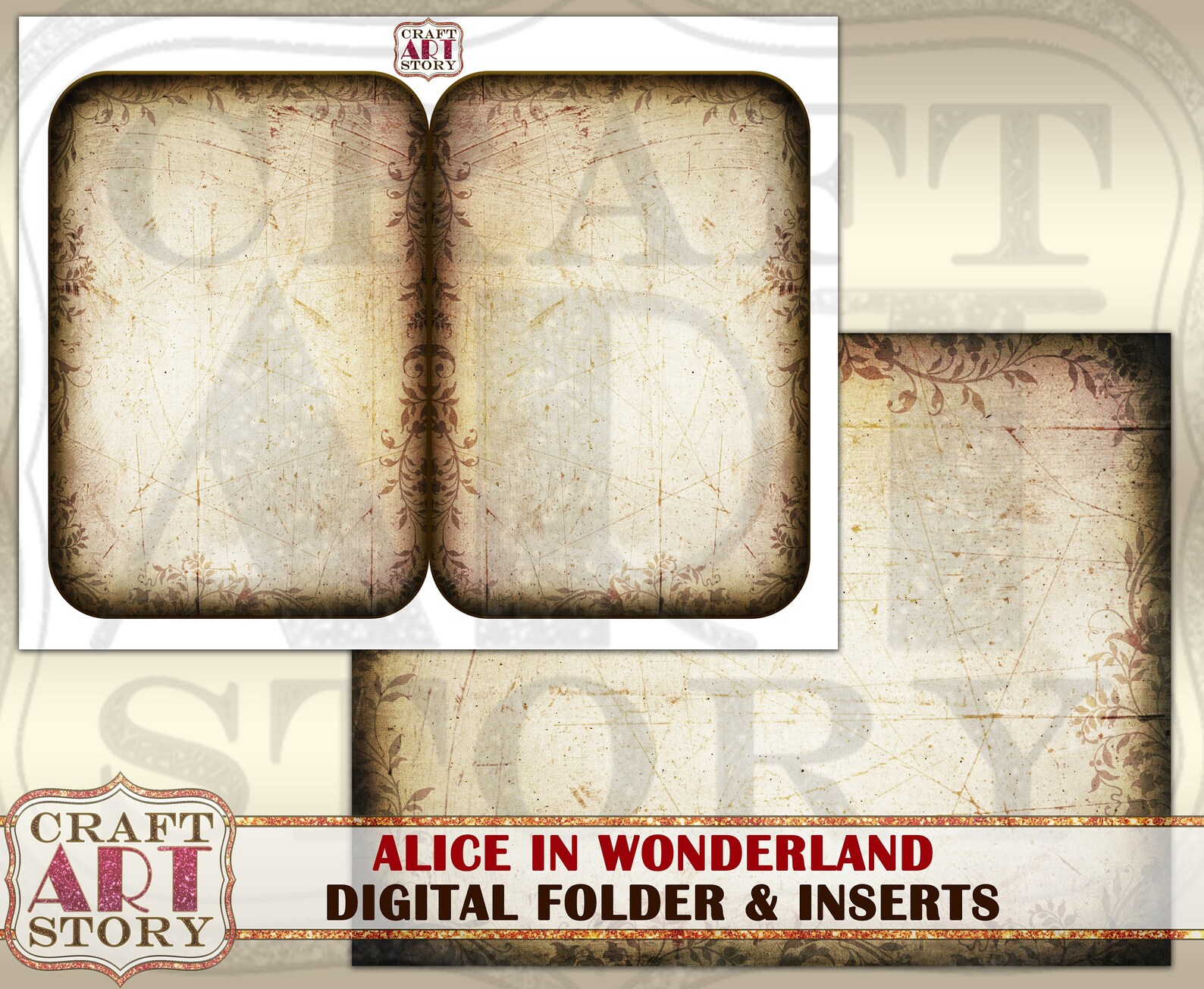 Alice in Wonderland Packs,digital Folder & Inserts,ephemera Storage ...