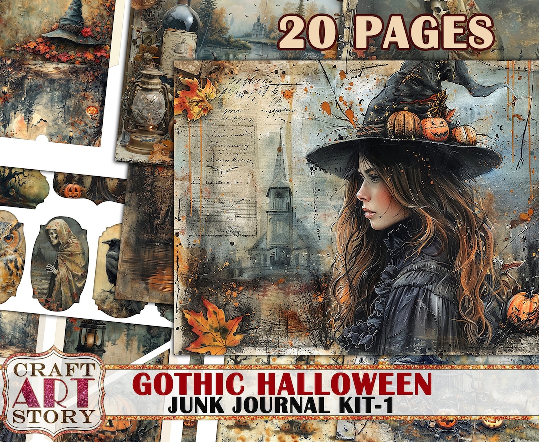Vintage Gothic Halloween Junk Journal Kit,ephemera Printables Digital ...