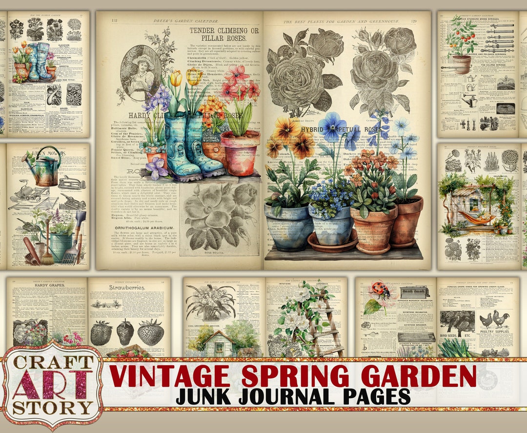 Vintage Spring Garden Junk Journal Pages Printable, Gardening ...