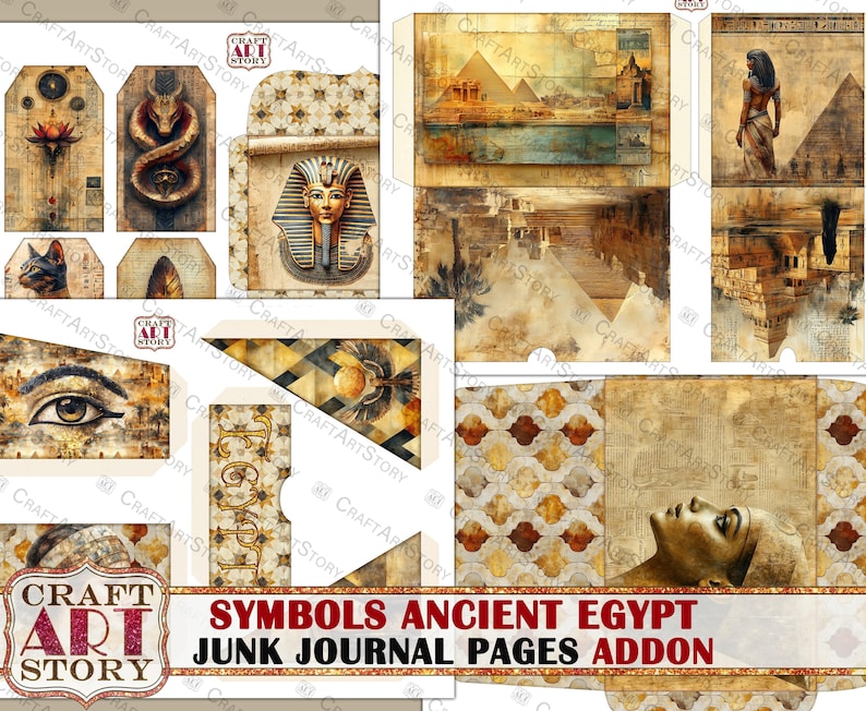 Symbols Ancient Egypt Junk Journal Pages Addon,scrapbook Printables ...