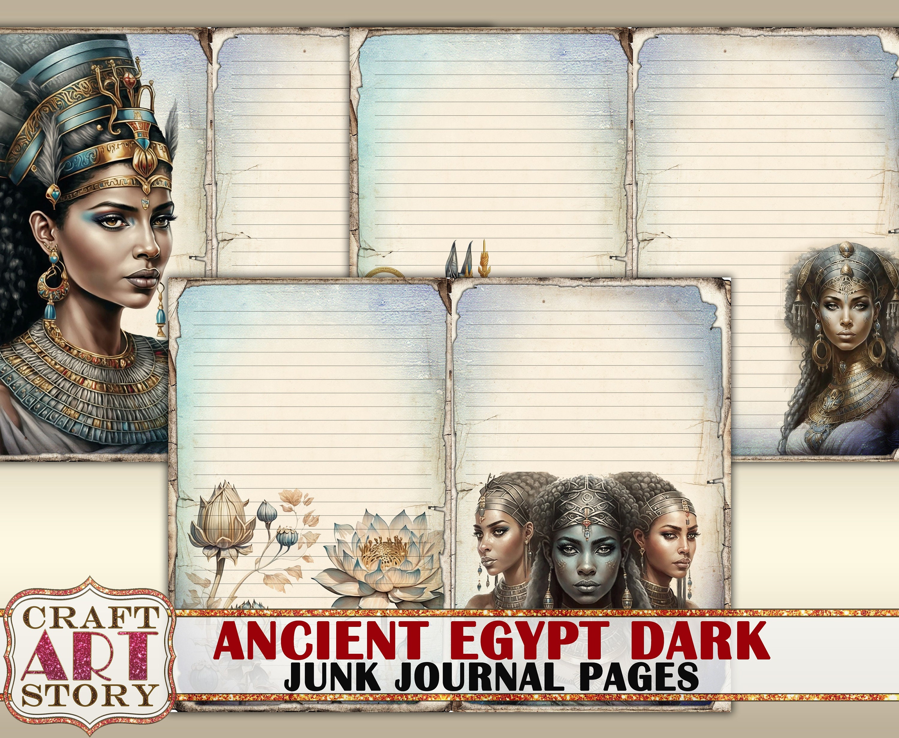 Ancient Egypt Dark Junk Journal Pagesscrapbook Printables - Etsy