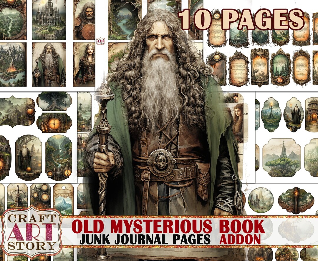 Old Mysterious Book Junk Journal Pages Addon,wizards Fantasy Printables ...