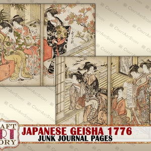 Vintage Paper Pack Japanese Geisha 1776 Pages,japan Calligraphy Old ...