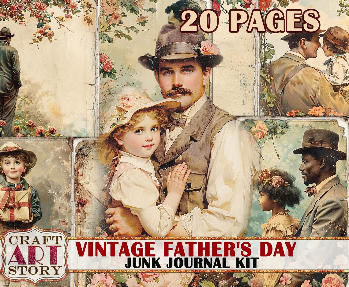 Vintage Fathers Day Junk Journal Pages,printables Dad Journal Digital ...