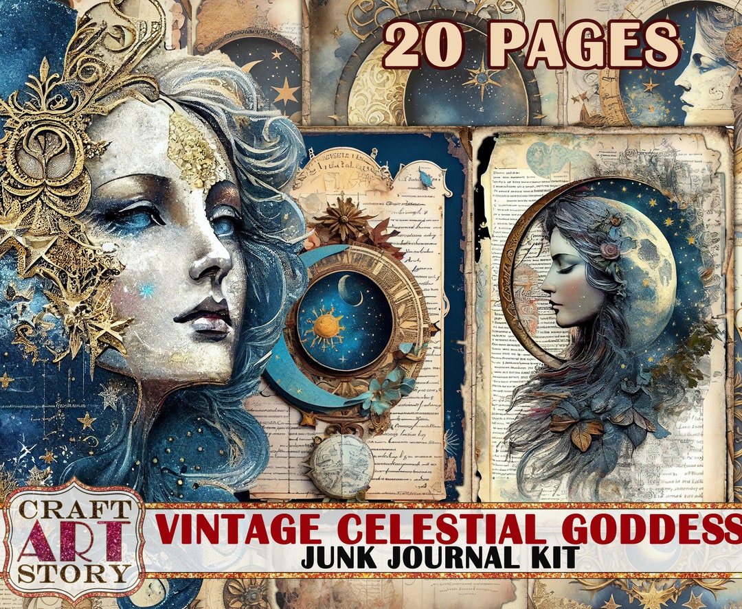 Vintage Celestial Goddess Junk Journal Pages,moon Scrapbook Printables ...