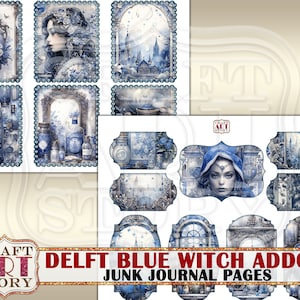 Delft Blue Witch Junk Journal Pages Addon,scrapbook Printables Digital ...