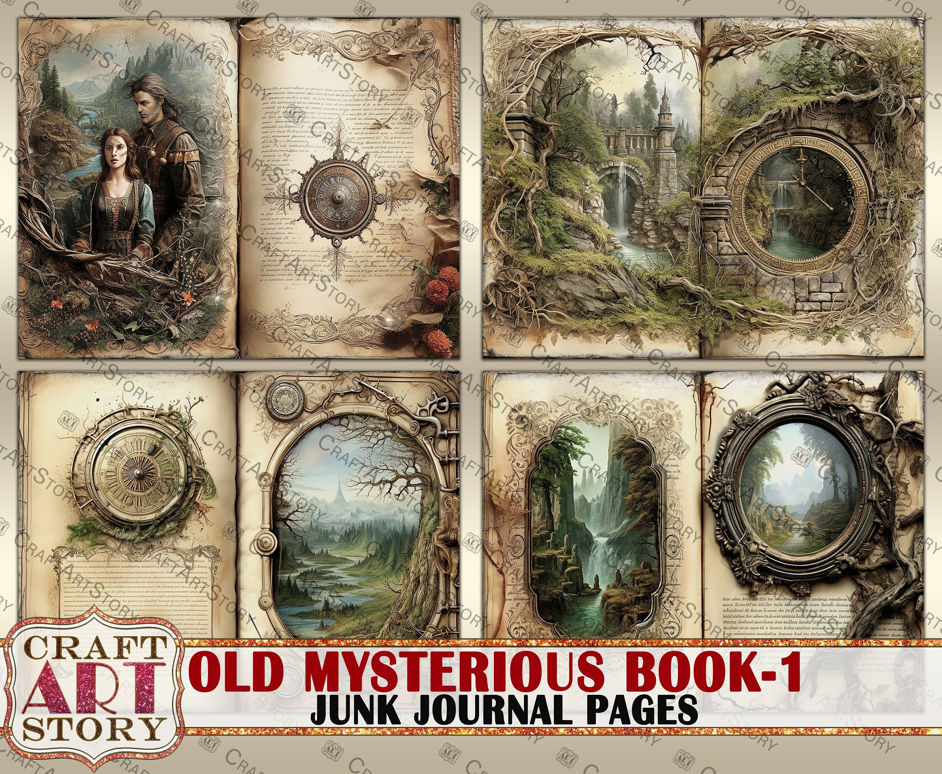 Old Mysterious Book Junk Journal Pages,wizards Fantasy Printables ...