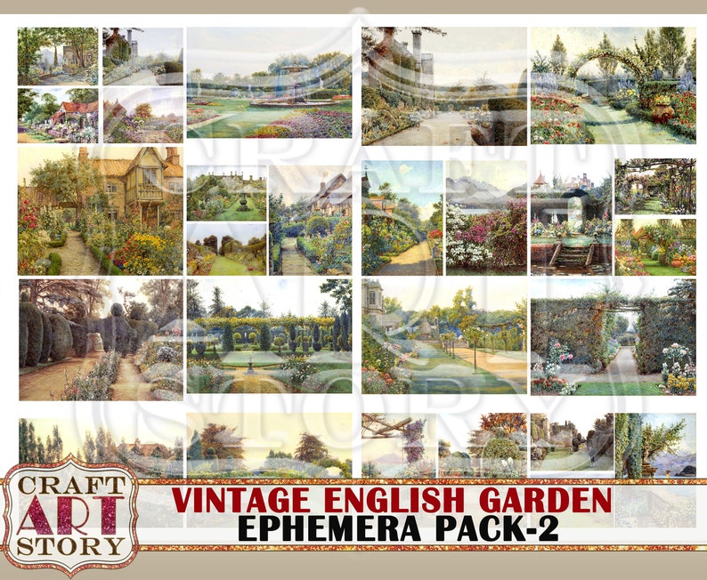 Vintage English Gardens Ephemera Pack-2landscape Printable - Etsy