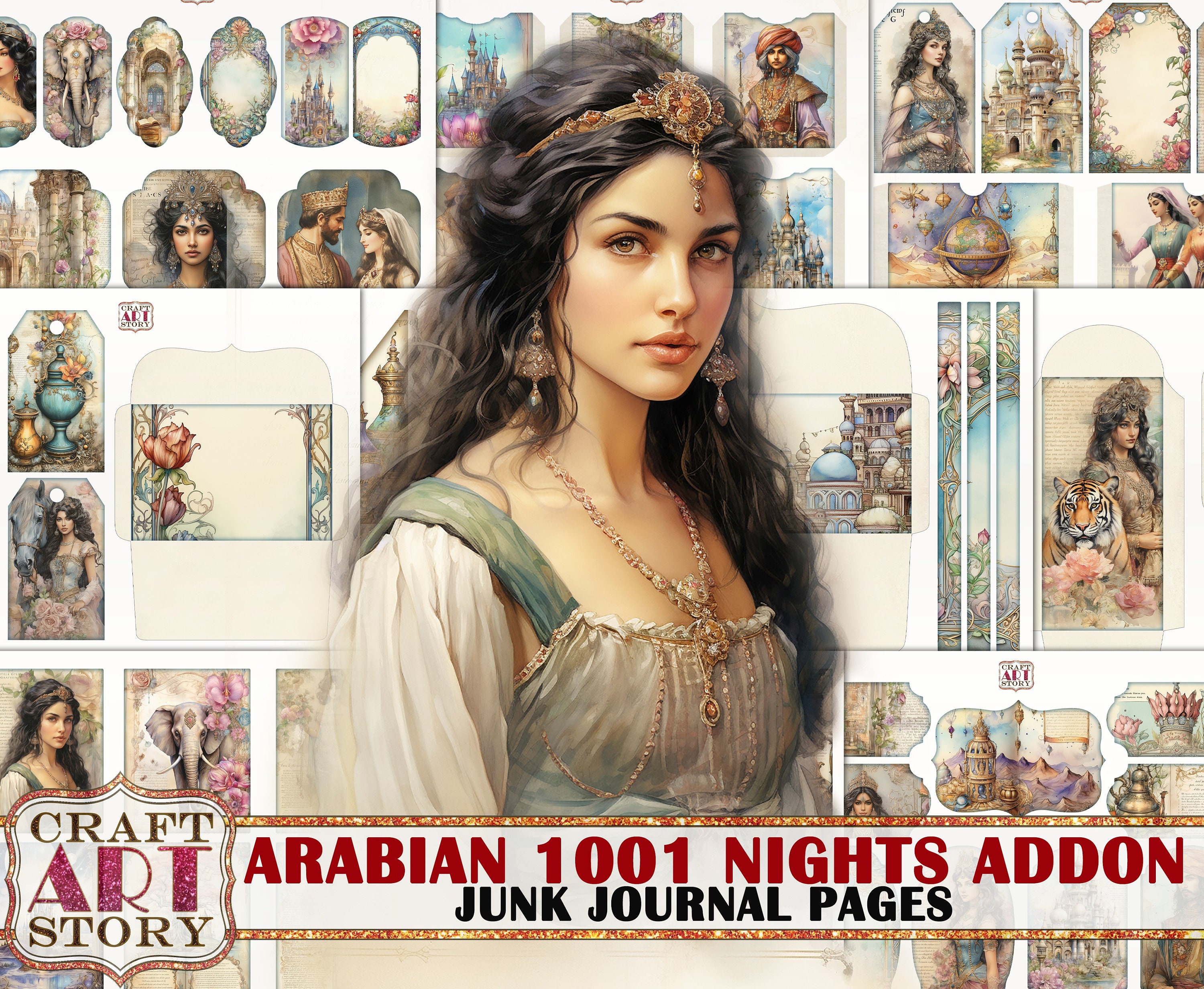 Arabian 1001 Nights Junk Journal Pages Addon,fantasy Fairy Tales ...