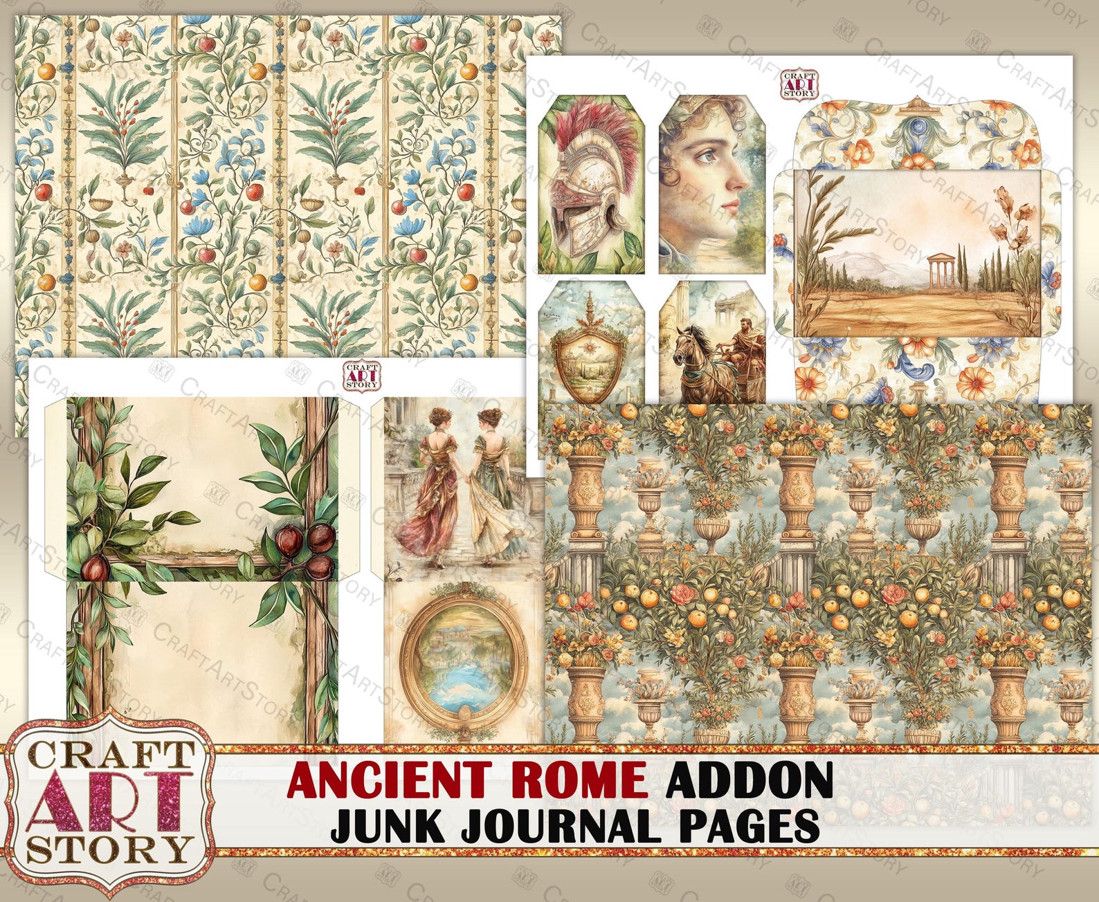 Ancient Rome Junk Journal Pages Addon,scrapbook Printables Digital ...
