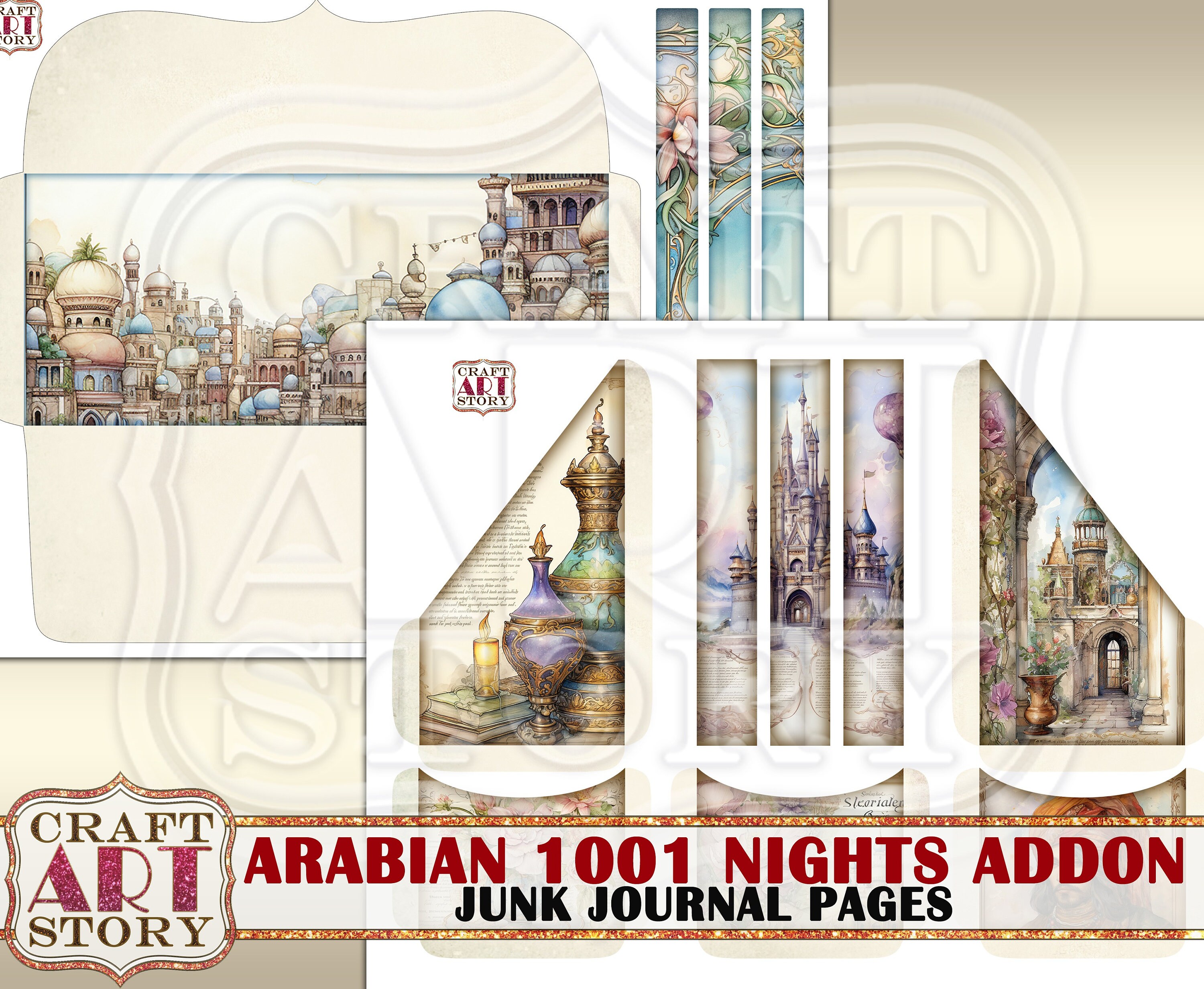 Arabian 1001 Nights Junk Journal Pages Addon,fantasy Fairy Tales ...
