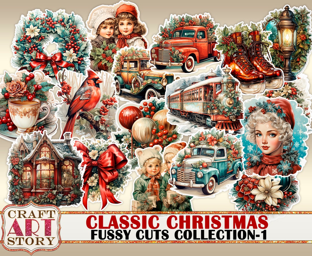 Classic Christmas Fussy Cuts,digital Stickers Set Printable-1 - Etsy