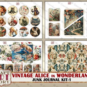 Vintage Alice Wonderland Junk Journal Pages,scrapbook Printables ...