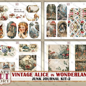 Vintage Alice Wonderland Junk Journal Pages,scrapbook Printables ...