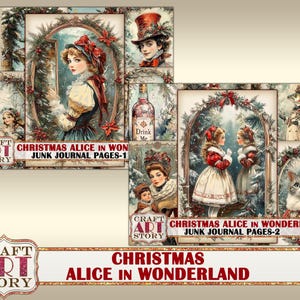 Christmas Alice Wonderland Junk Journal Pages,scrapbook Printables ...