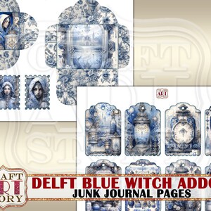 Delft Blue Witch Junk Journal Pages Addon,scrapbook Printables Digital ...