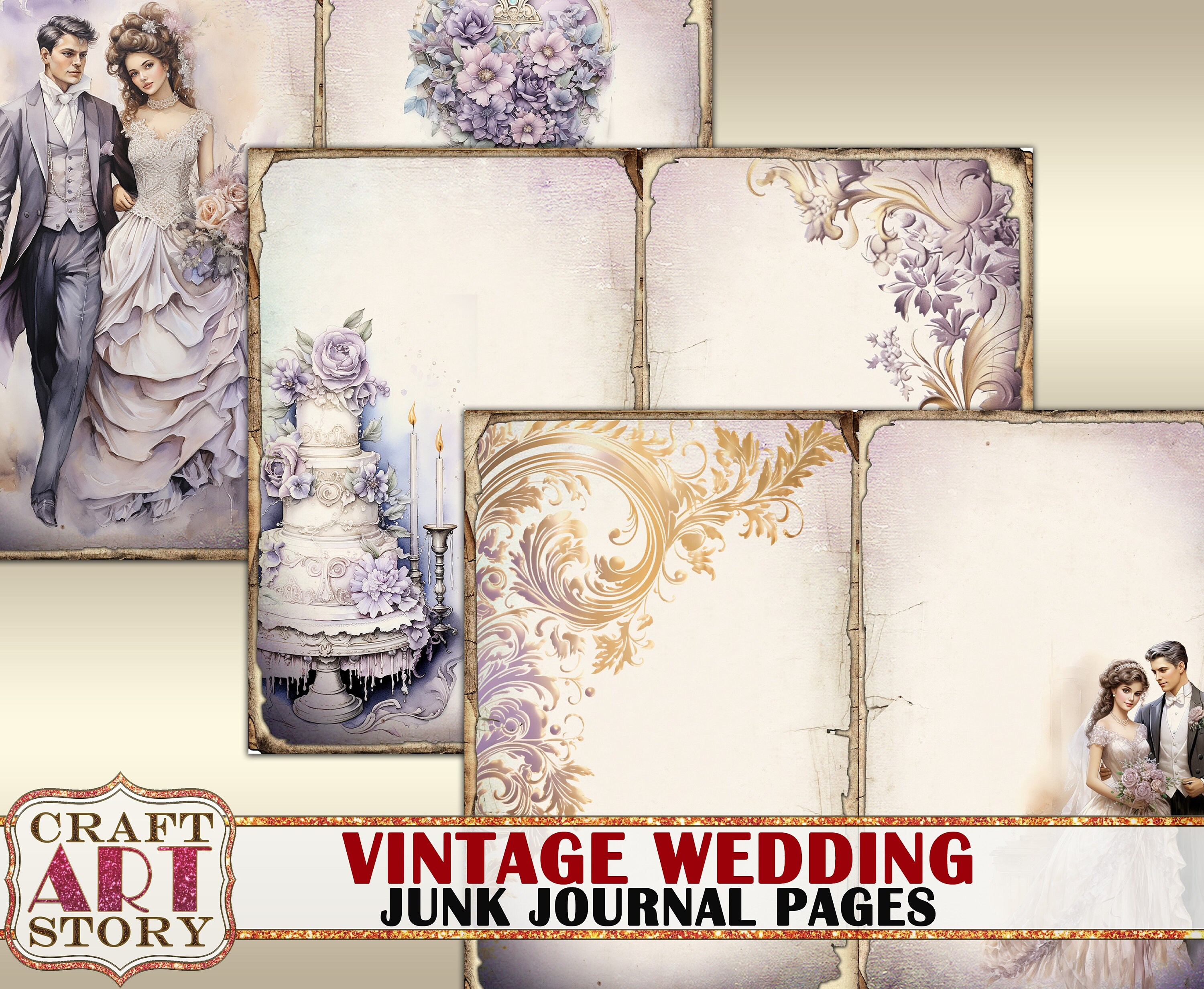 Vintage Wedding Junk Journal Pagesprintables Digital Papers - Etsy