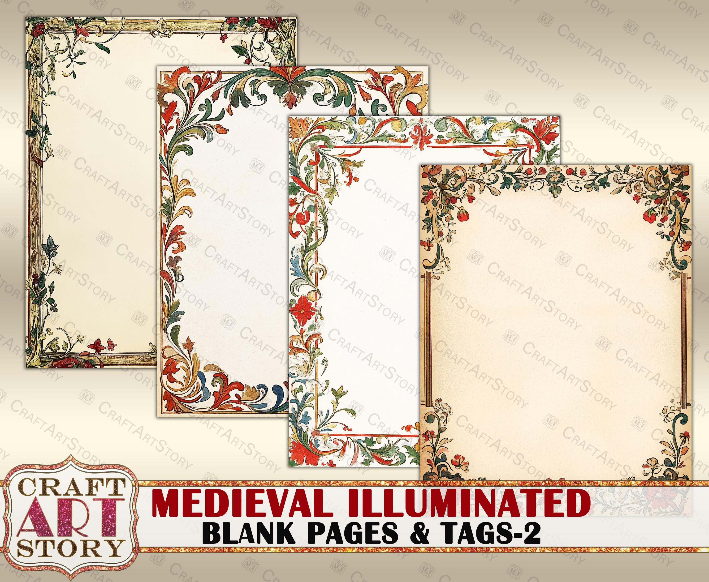 Vintage Medieval Illuminated Blank Pages & Tags-2,border,paper Journal ...