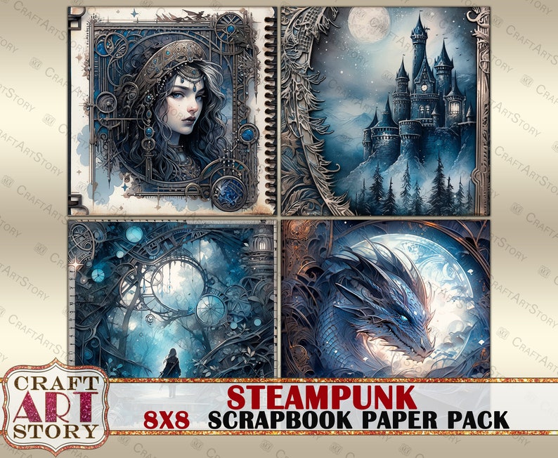 Steampunk Journal Scrapbook Paper Pack,8x8 DIGITAL Papers, Paper Pad - Etsy