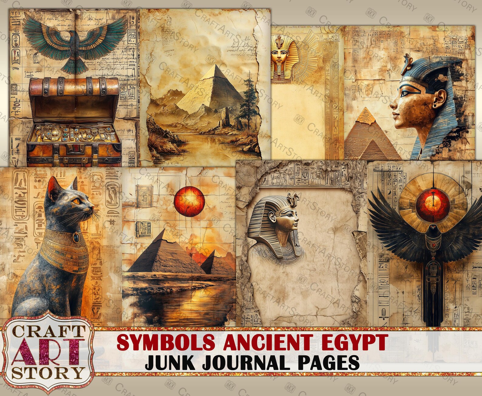 Symbols Ancient Egypt Junk Journal Pages,scrapbook Printables Digital ...