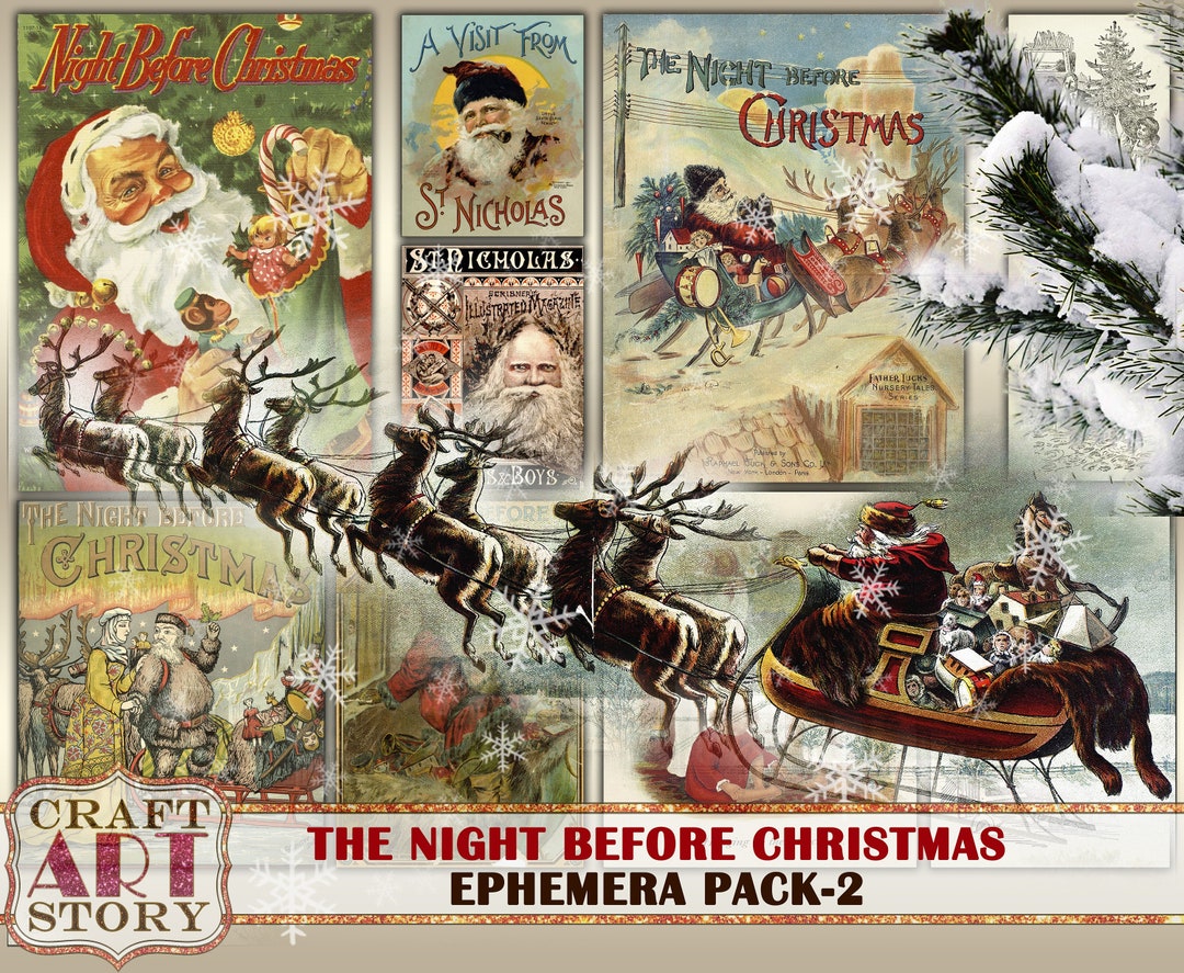 Vintage Christmas Ephemera Pack-2,the Night Before Christmas Digital ...
