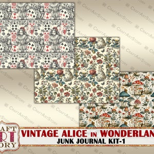Vintage Alice Wonderland Junk Journal Pages,scrapbook Printables ...