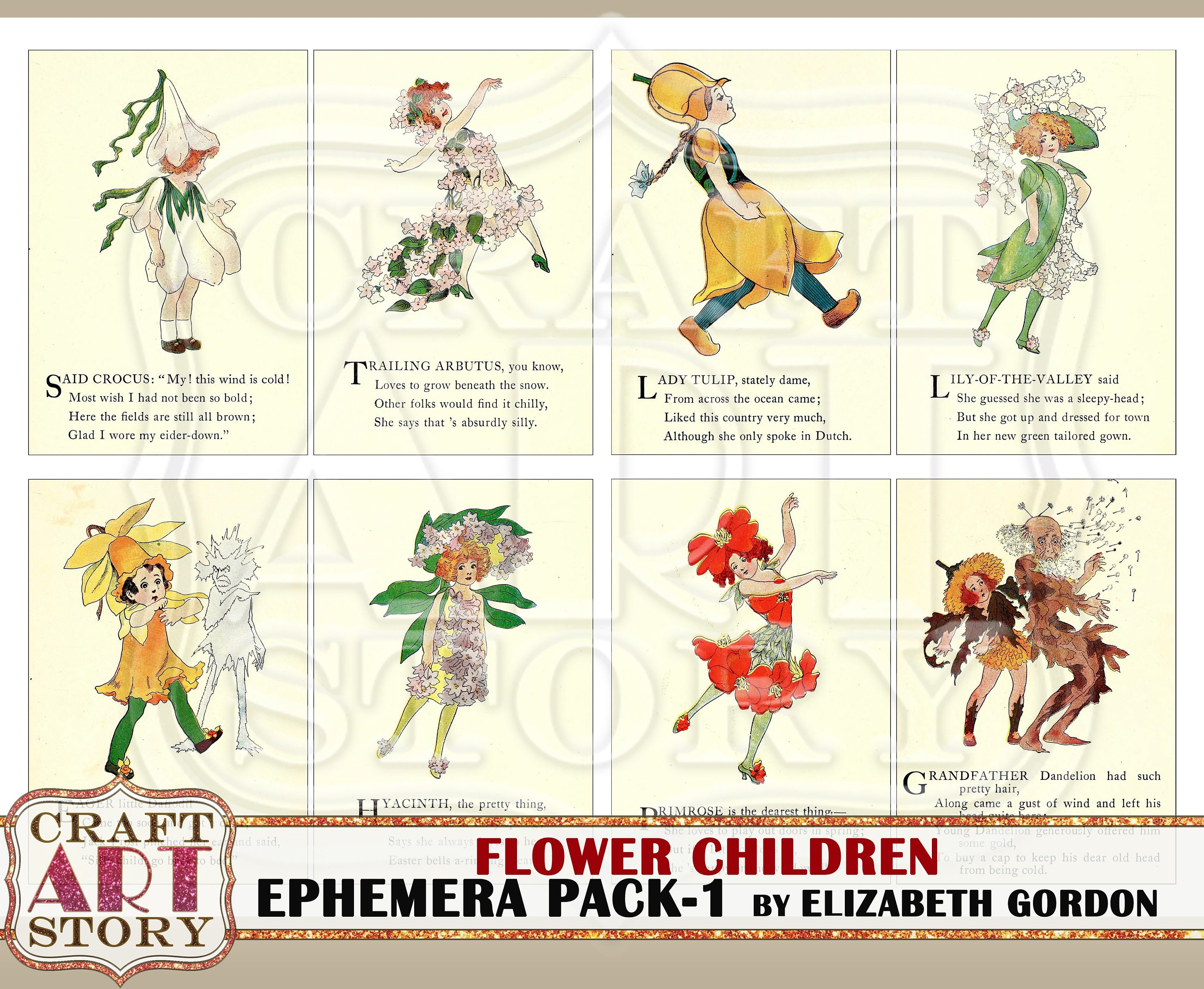 Vintage Flower Children Ephemera Pack-1flower Girls Printable - Etsy