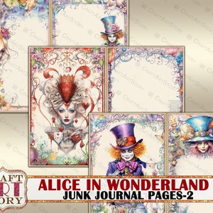 Alice Wonderland Junk Journal Pages,scrapbook Printables Digital Papers ...