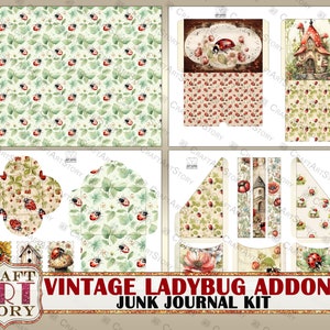 Vintage Ladybug Fantasy Junk Journal Pages ADDON, Printables Digital ...