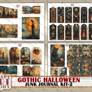 Vintage Gothic Halloween Junk Journal Kit-2,ephemera Printables Digital ...