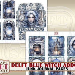 Delft Blue Witch Junk Journal Pages Addon,scrapbook Printables Digital ...