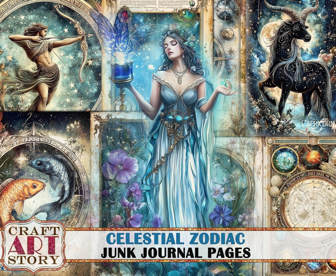 Celestial Zodiac Junk Journal Pages,astrology Fantasy Printables ...