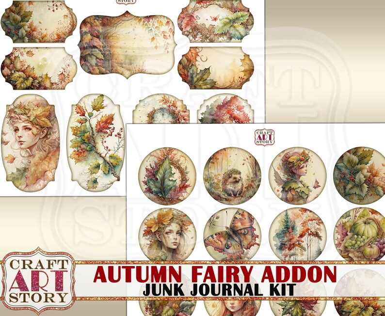 Autumn Fairy Junk Journal Pages,addon Scrapbook Printables Digital ...