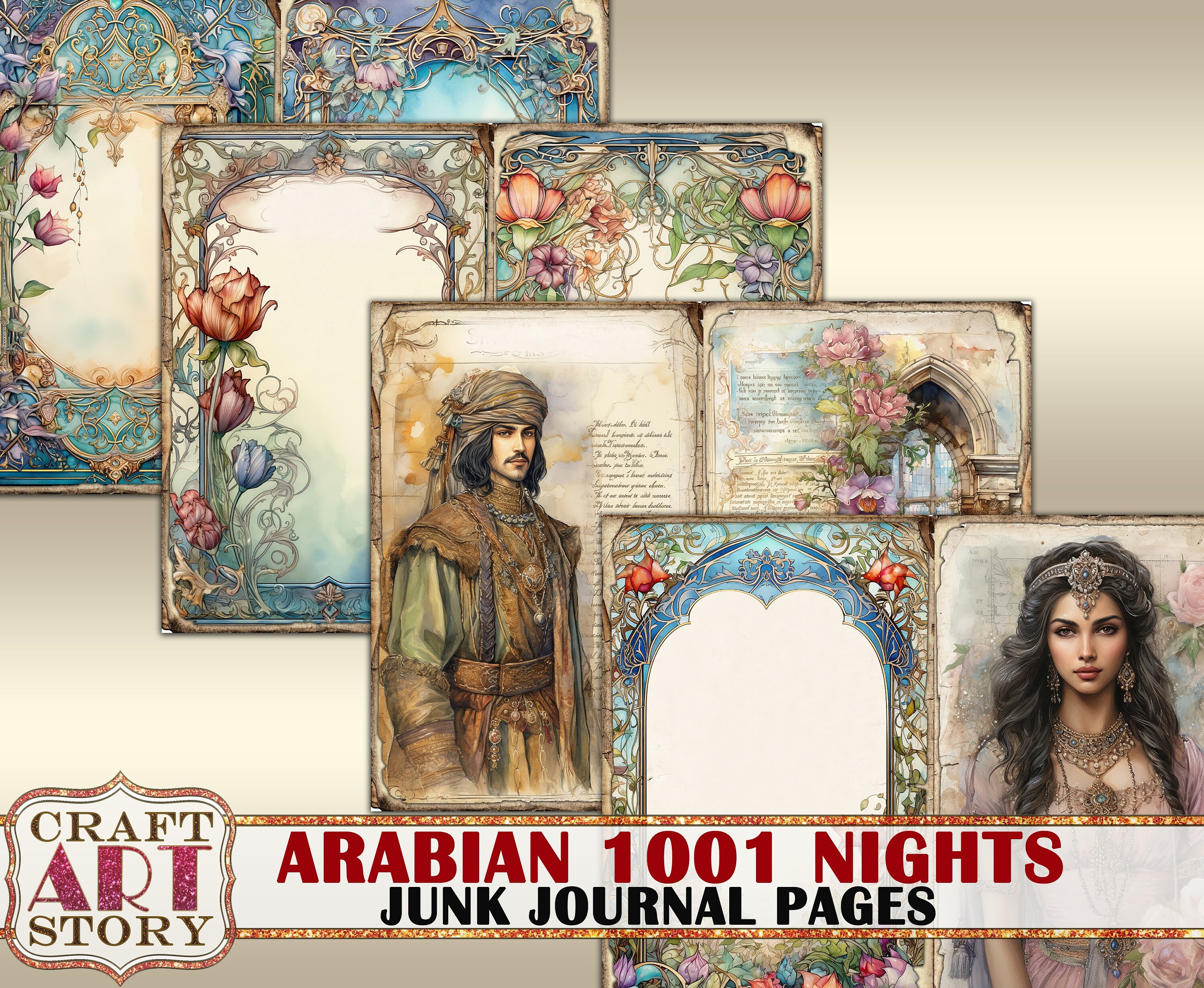Arabian 1001 Nights Junk Journal Pages,fantasy Fairy Tales Printables ...
