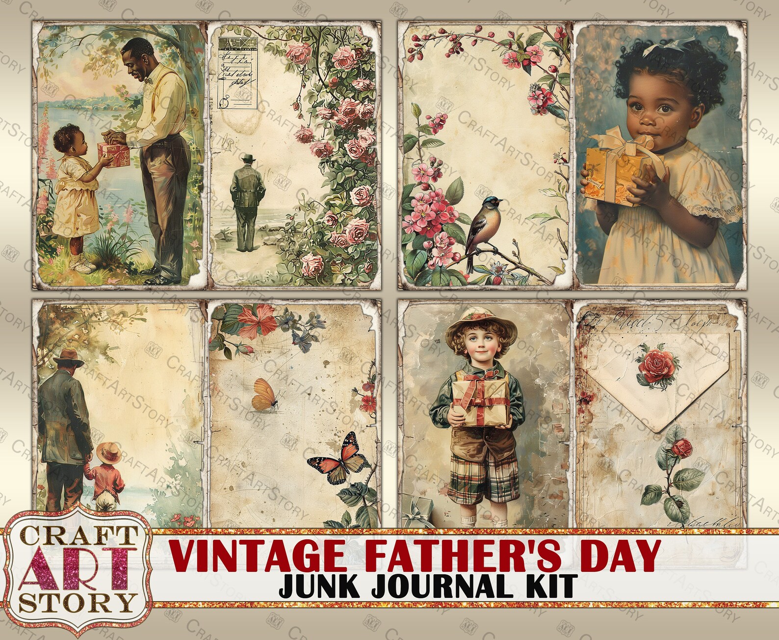 Vintage Fathers Day Junk Journal Pages,printables Dad Journal Digital ...