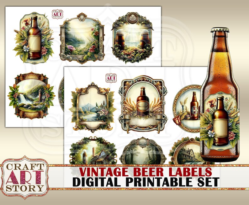 Vintage Beer Labels Printable Blank Set Tags Label - Etsy