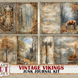 Vintage Vikings Junk Journal Pages,viking Warrior Collage Fantasy ...