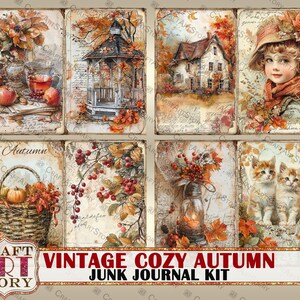 Vintage Cozy Autumn Junk Journal Pages,scrapbook Printables Digital ...