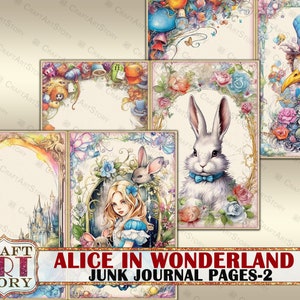 Alice Wonderland Junk Journal Pages,scrapbook Printables Digital Papers ...