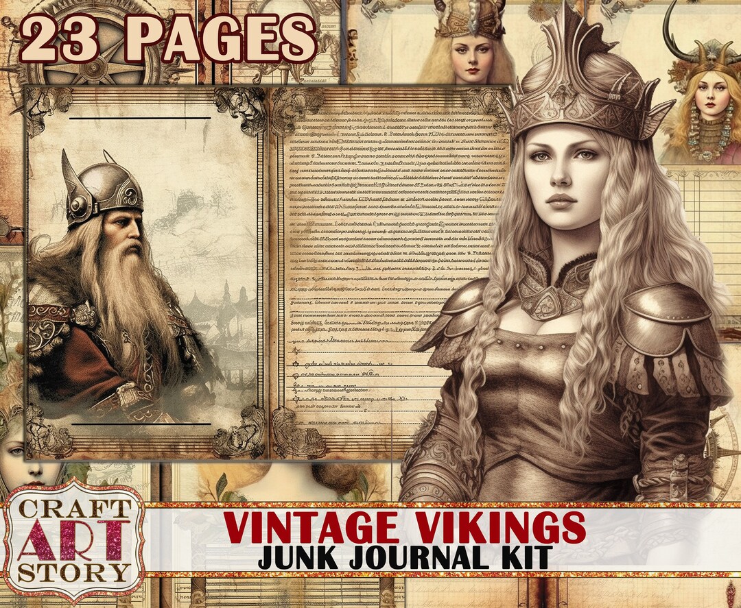 Vintage Vikings Junk Journal Pages,viking Warrior Collage Fantasy ...