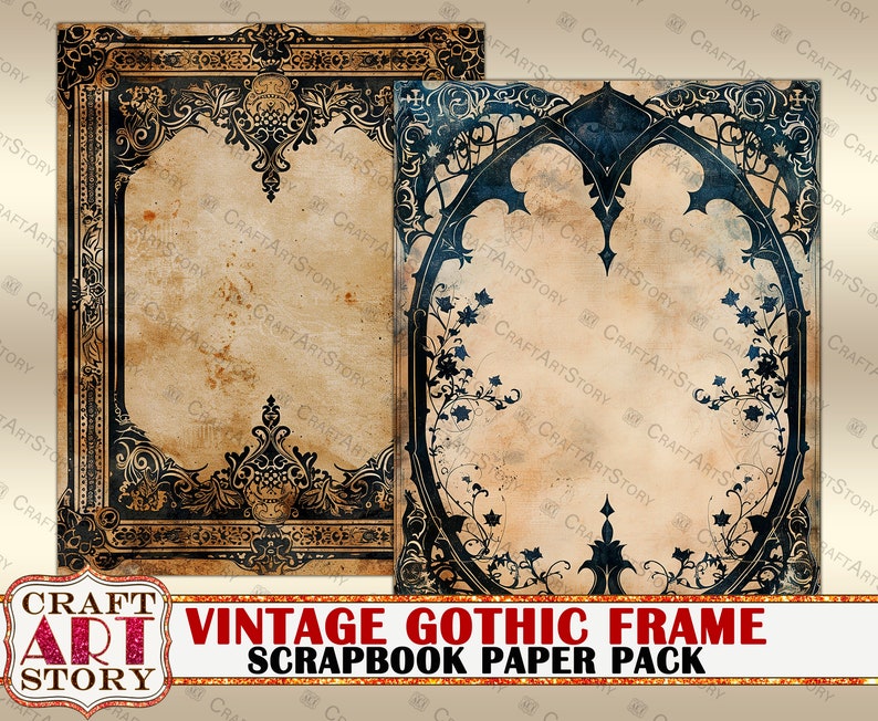 Vintage Gothic Illuminated Frame Journal Pages,border,scrapbook Paper ...
