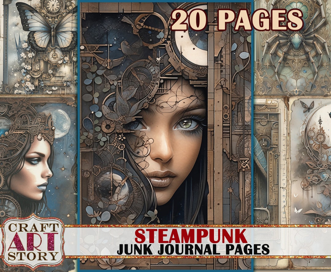 Steampunk Junk Journal Pages,scrapbook Printables Digital Papers - Etsy